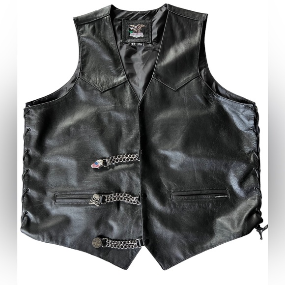 Vintage | Jackets & Coats | Jamin Black Leather Laceup Motorcycle Biker ...